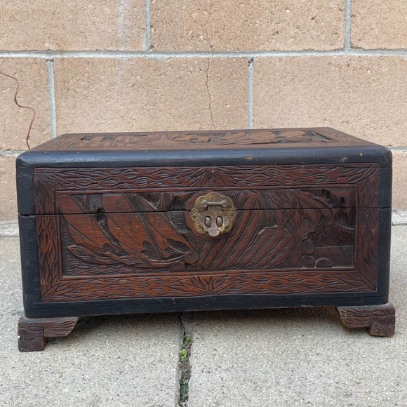 Vintage | Accents | Antique Early 99s Chinese Hand Carved Cedar Chest ...